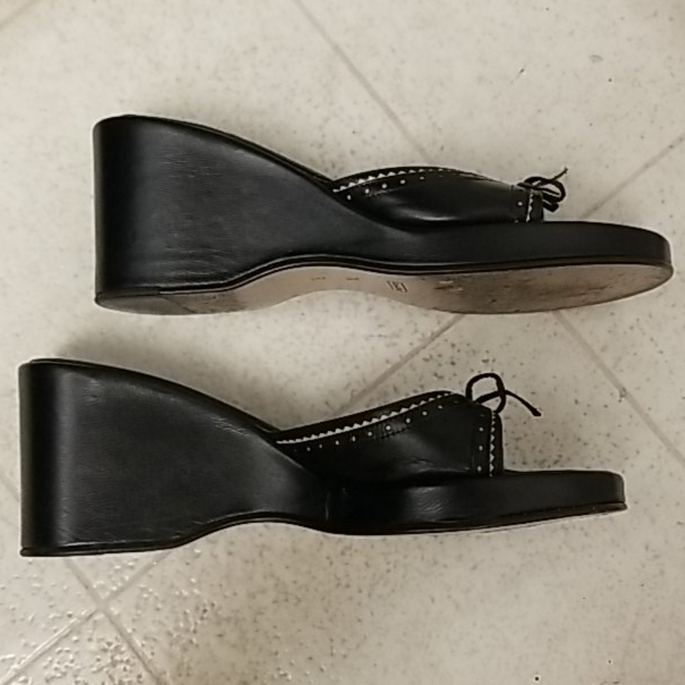 Coach Brogue Style Wedge Sandals Cute Darta Bow - Gem